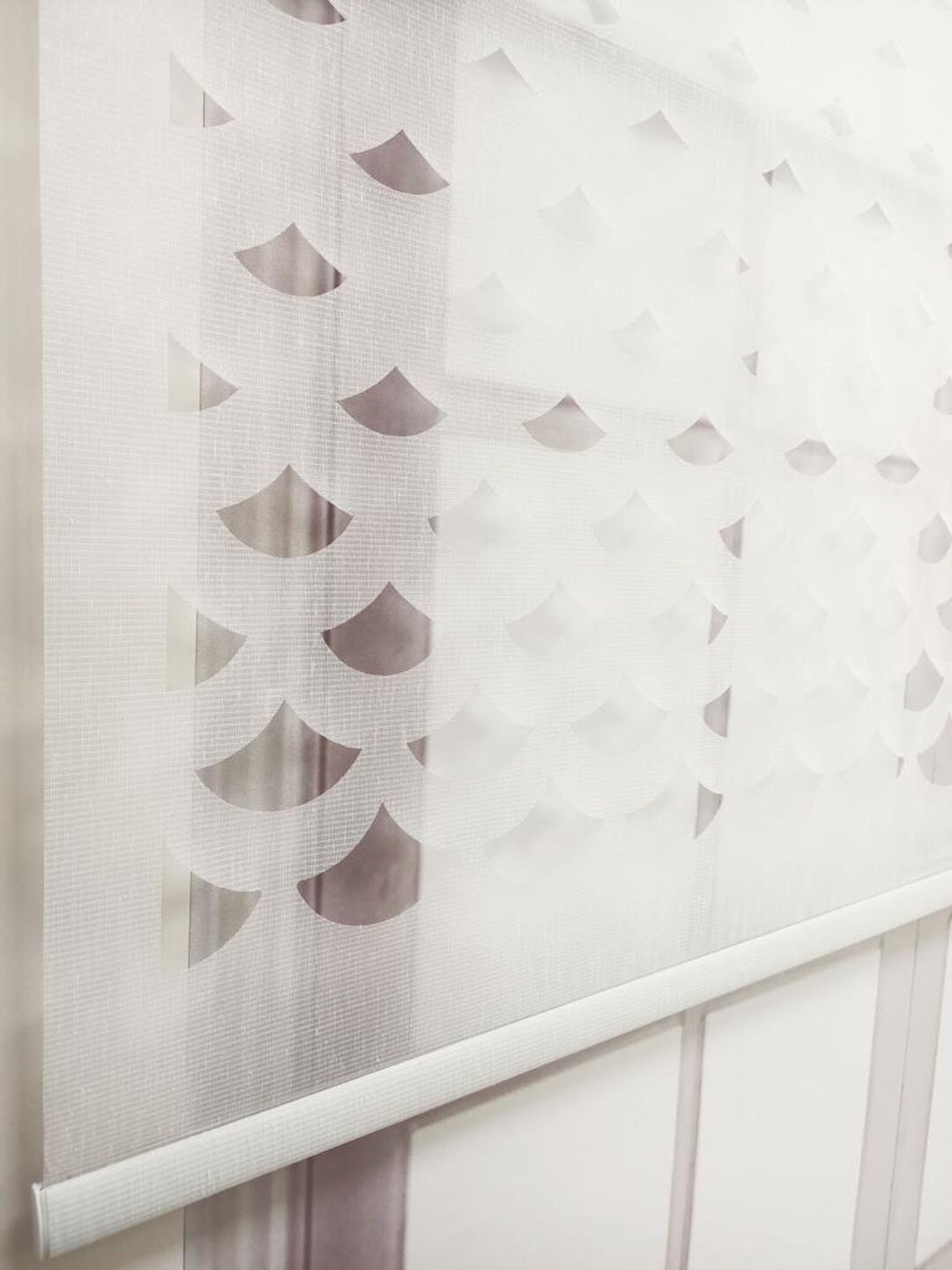 Laser Cut Double Mechanism Tulle and Roller Blinds, Light Filtering ...