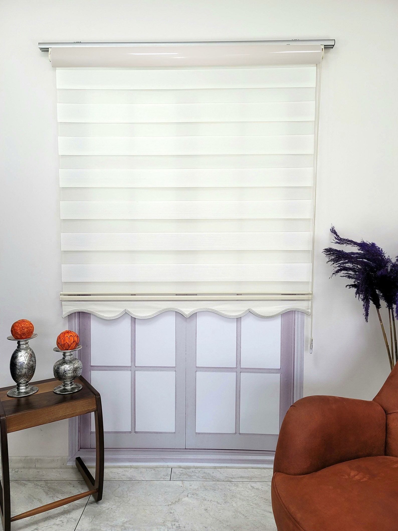 Micro Plated Beige Color Fabric Zebra Roller Blinds Curtain for All ...