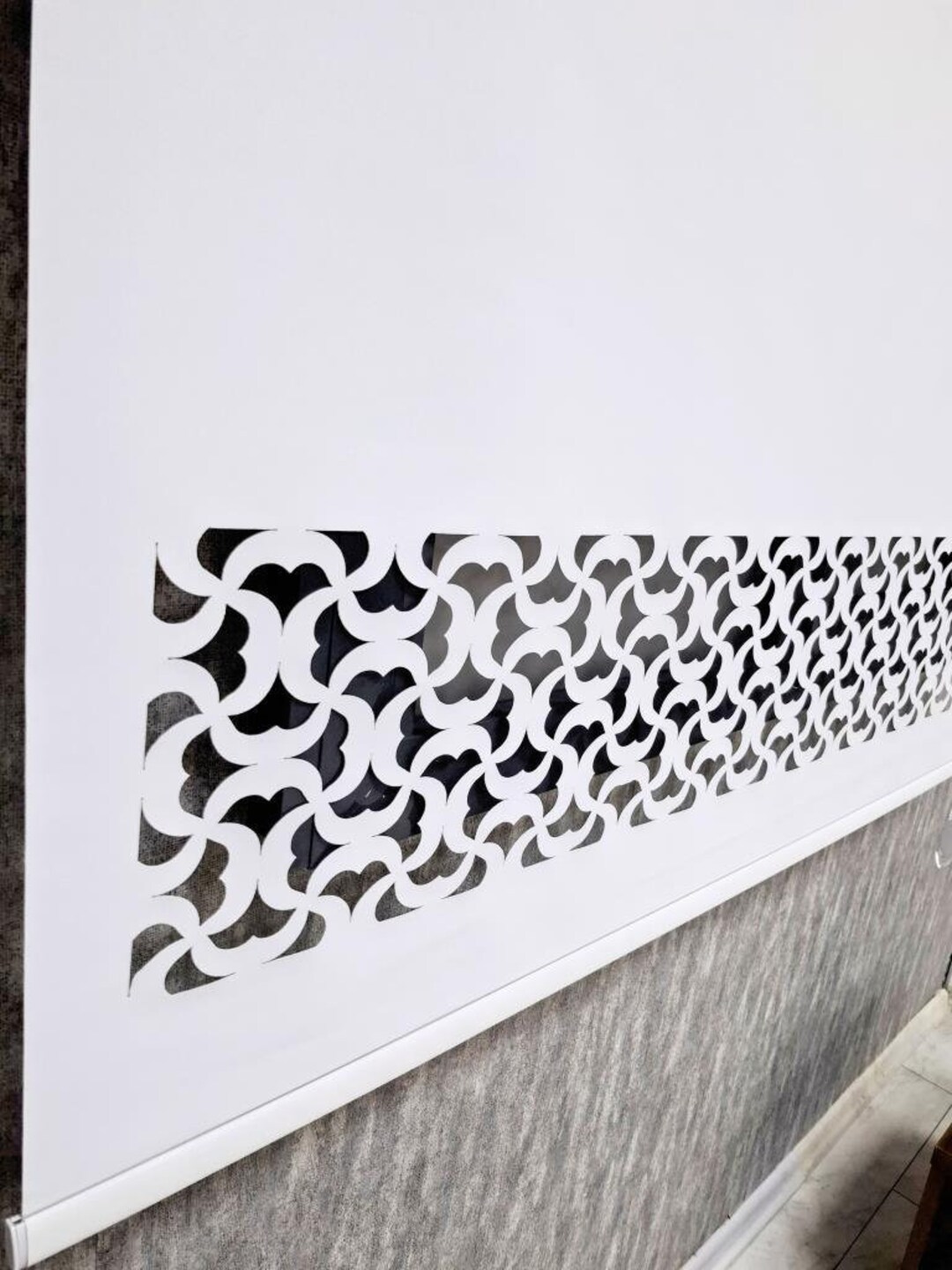 White Plain Fabric Patterned Laser Cut Roller Blinds Curtain, Light ...