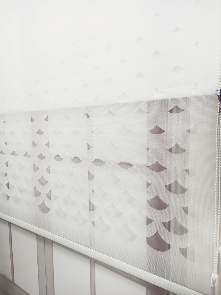 Laser Cut Double Mechanism Tulle and Roller Blinds, Light Filtering ...