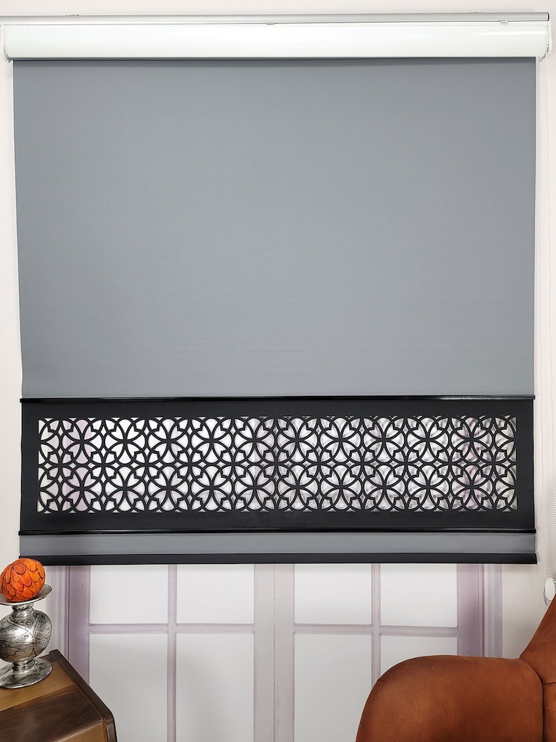 Laser Cut Double Color Matte Fabric Roller Blinds Curtain, Stylish ...