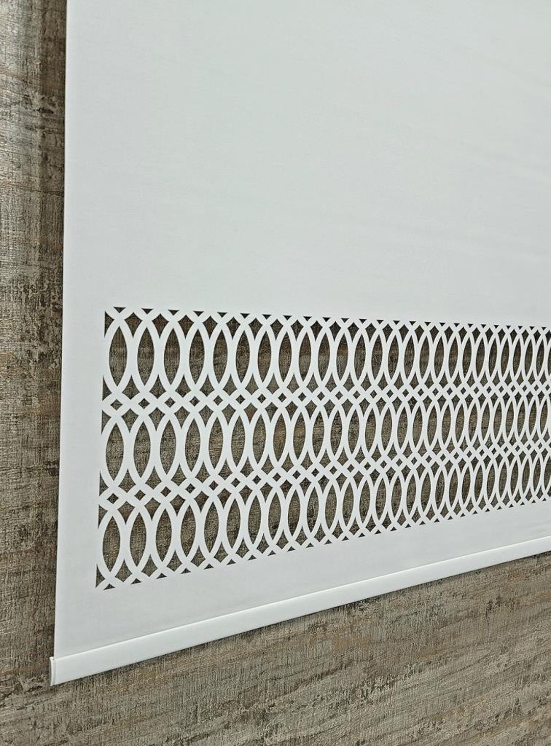 White Plain Fabric Patterned Laser Cut Roller Blinds Curtain, Light ...