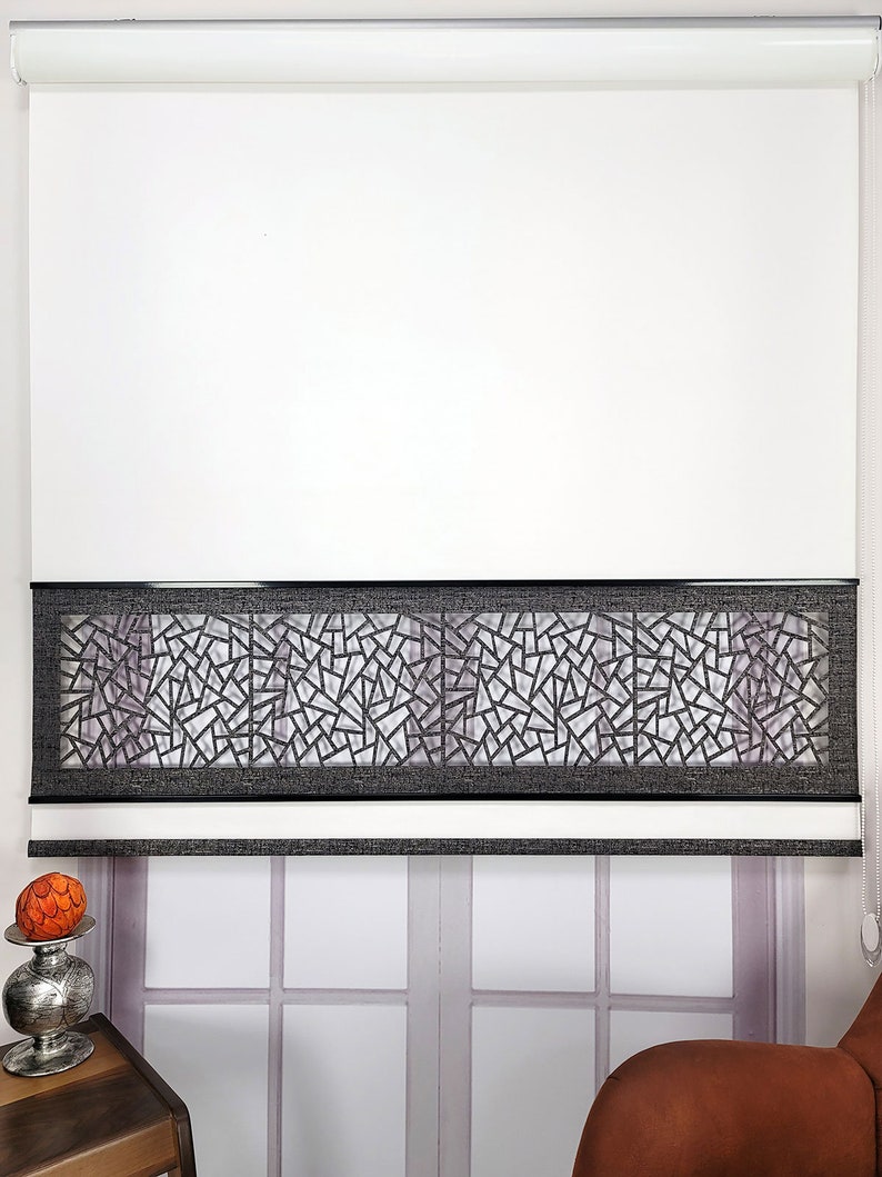 Laser Cut Roller Blind: Matte Fabric, Light Filtering, Geometric Design ...