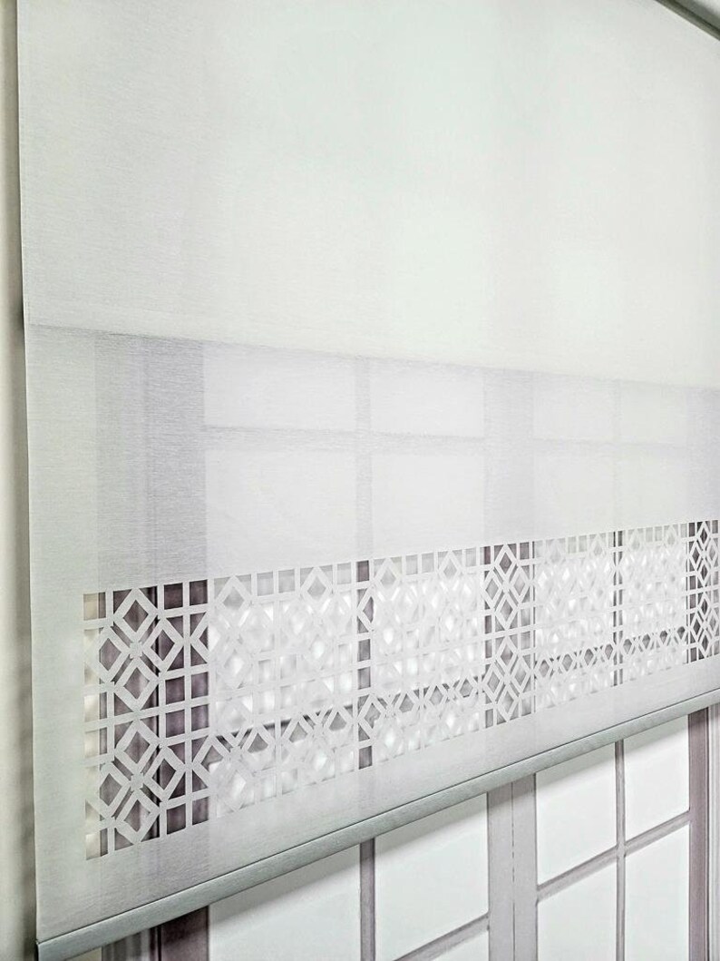 Patterned Laser Cut Double Mechanism Tulle and Roller Blinds - Etsy