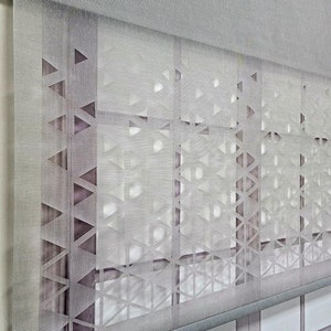 Laser Cut Double Mechanism Tulle and Roller Blinds, Light Filtering ...