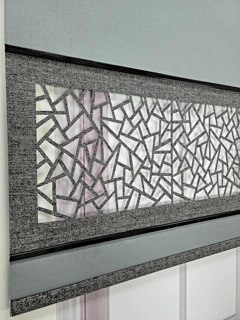 Laser Cut Roller Blind: Matte Fabric, Light Filtering, Geometric Design ...