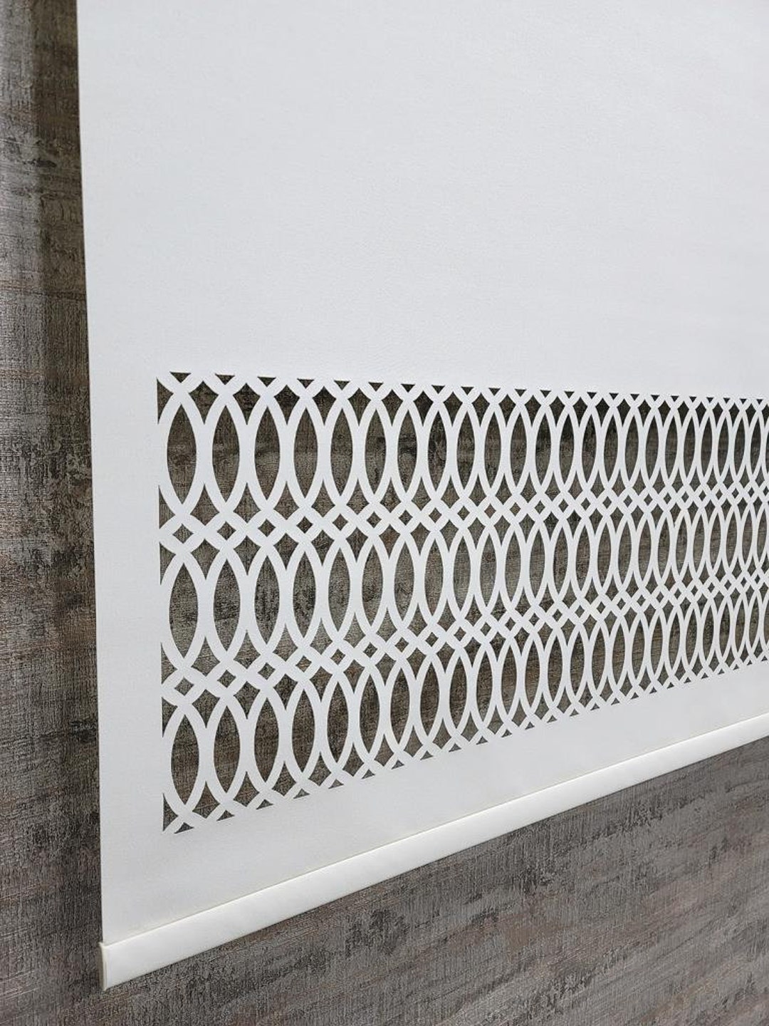 Beige Plain Fabric Patterned Laser Cut Roller Blinds Curtain, Light ...