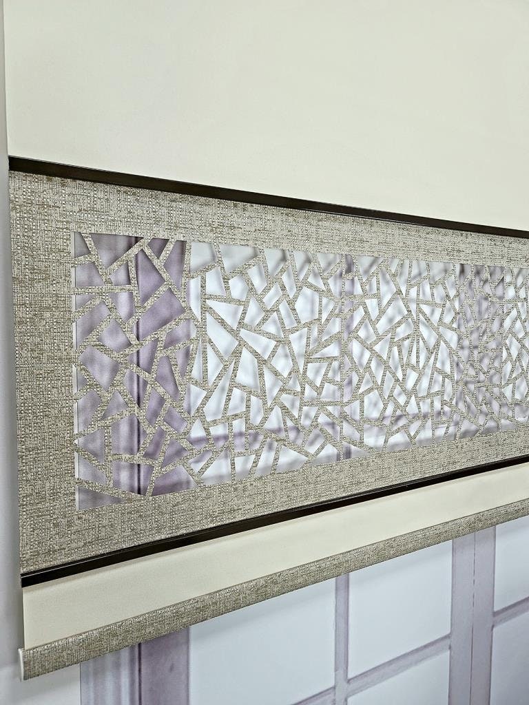 Laser Cut Roller Blind: Matte Fabric, Light Filtering, Geometric Design ...