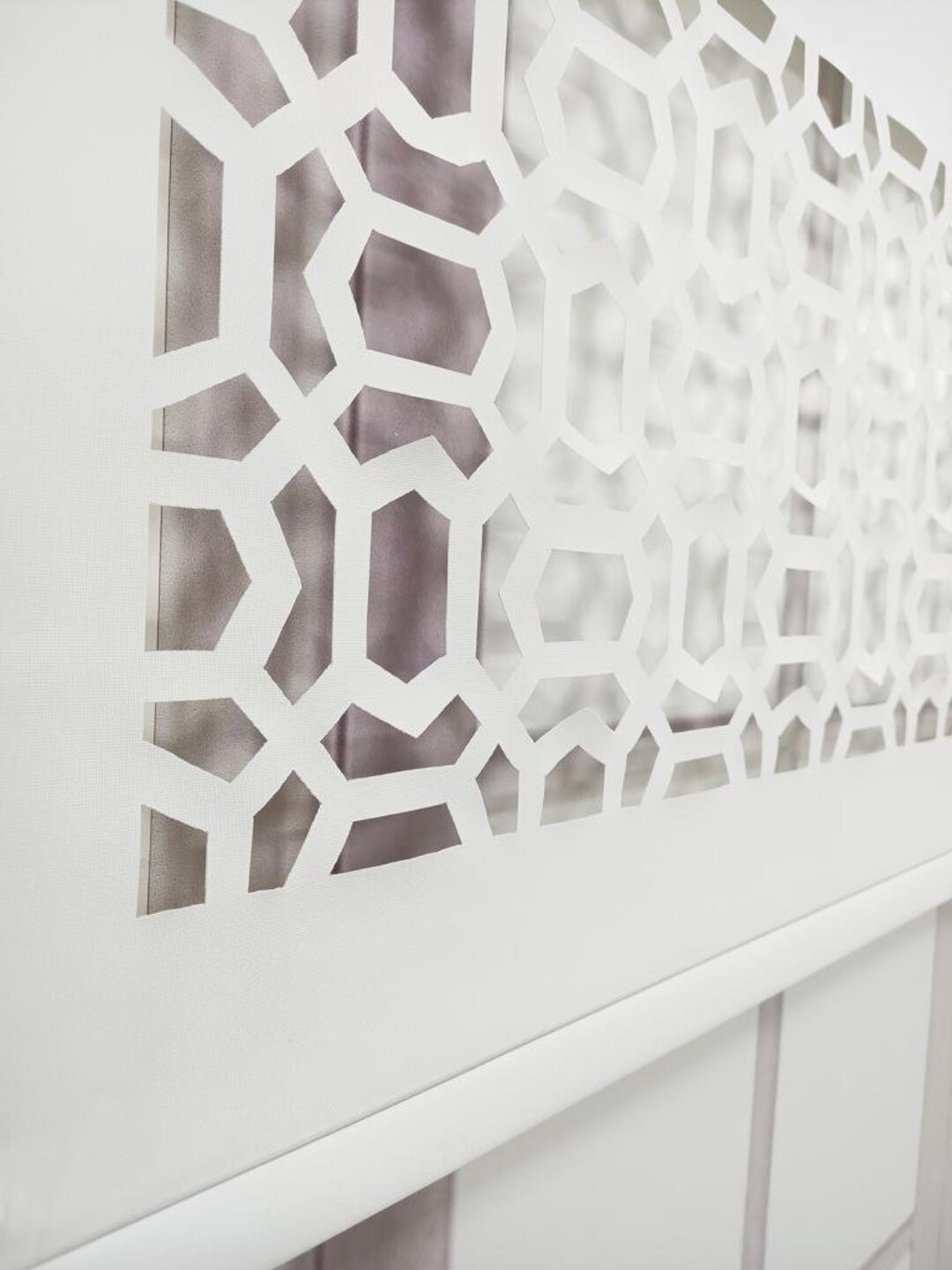 Laser Cut Matte Fabric Roller Blinds Curtain, White Color, Stylish ...