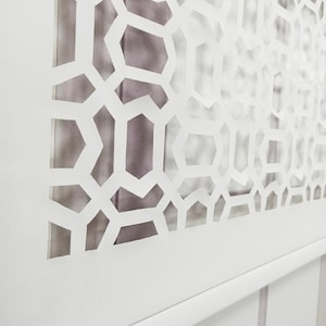 Laser Cut Matte Fabric Roller Blinds Curtain, White Color, Stylish ...
