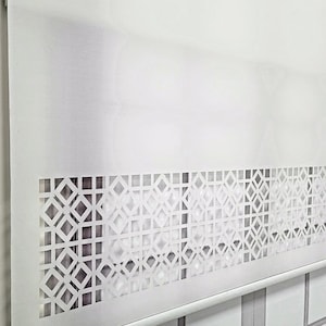 Patterned Laser Cut Double Mechanism Tulle and Roller Blinds Curtain ...