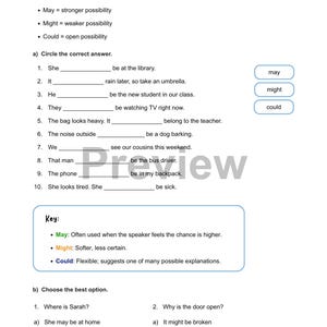English Grade 6 Modal Verbs Worksheets Printable Digital Download - Etsy
