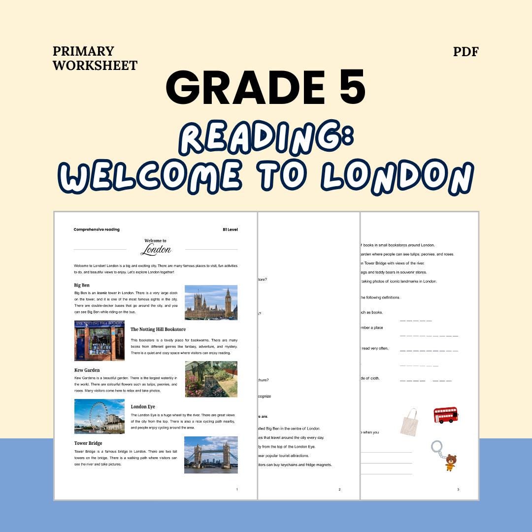 CEFR B1 English Reading Worksheets, Topic: Welcome to London (digital ...