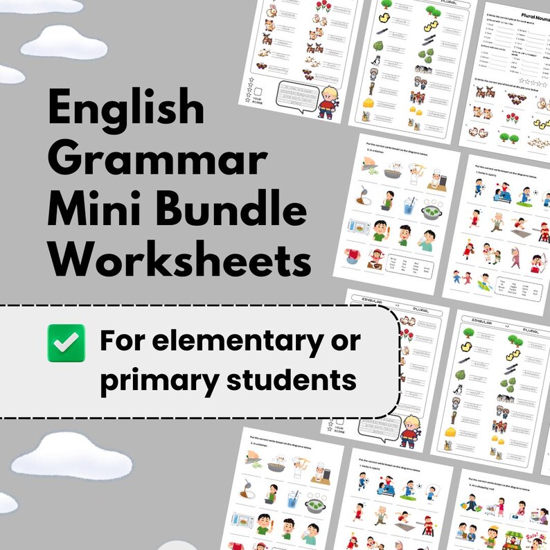 Mini Bundle English Grammar Printable Worksheets for Primary Students ...