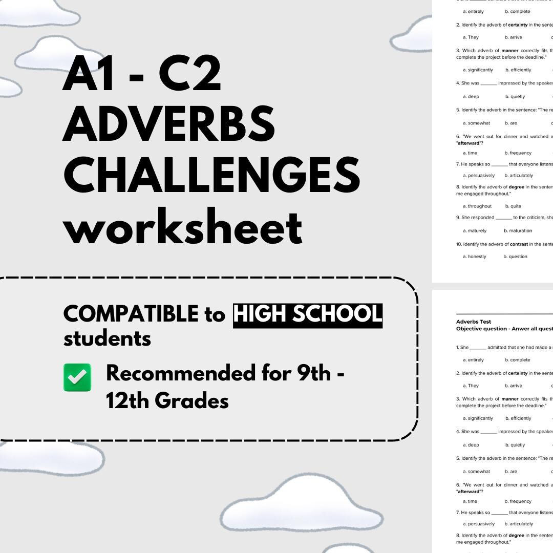 Adverbs Grammar Worksheets: IGCSE English, Grades 9-12 (digital ...