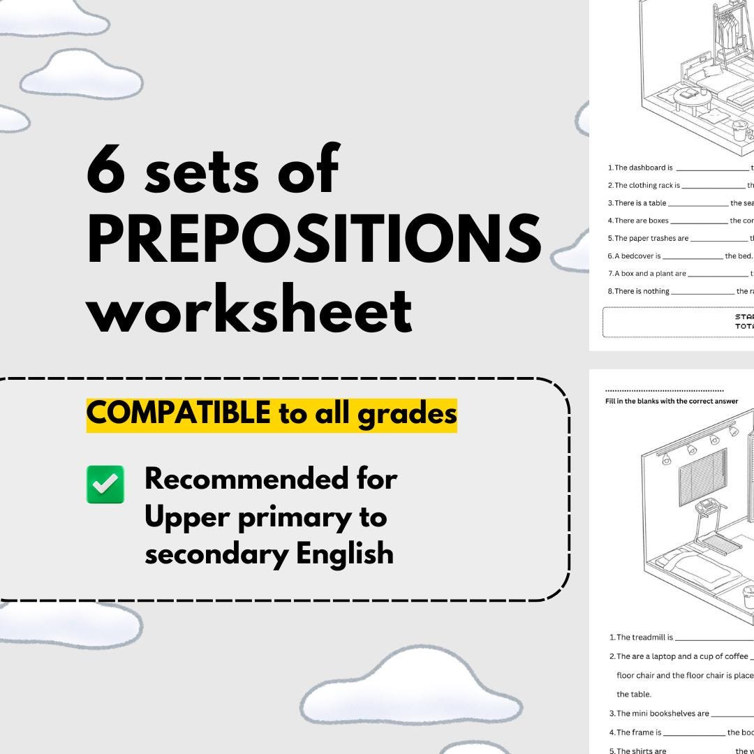English Grammar Preposition Worksheet: Isometric Fill-in-blanks ...