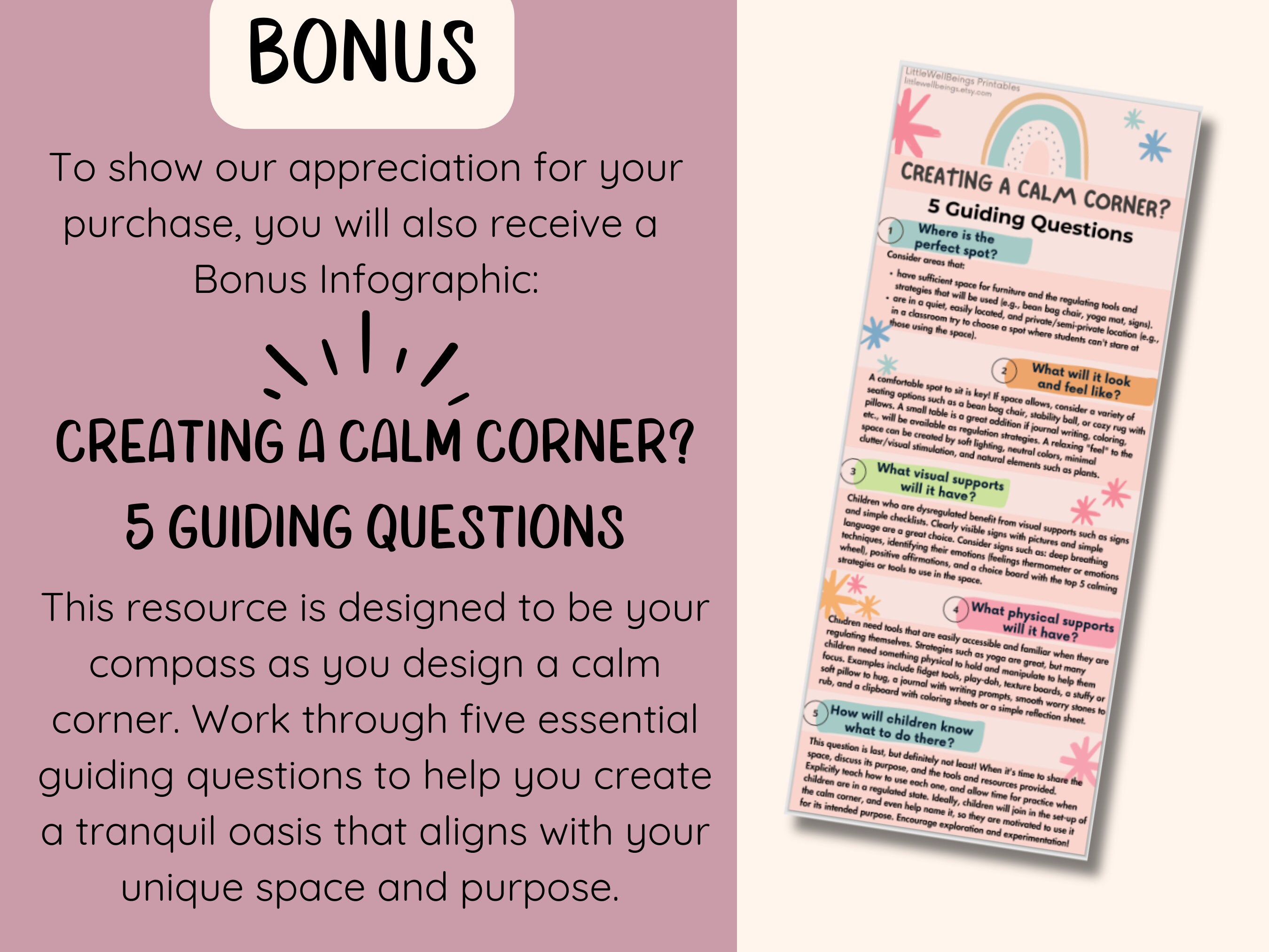 Calm Corner Printable Signs, Calm Pastel Colors, Quiet Space Signs ...