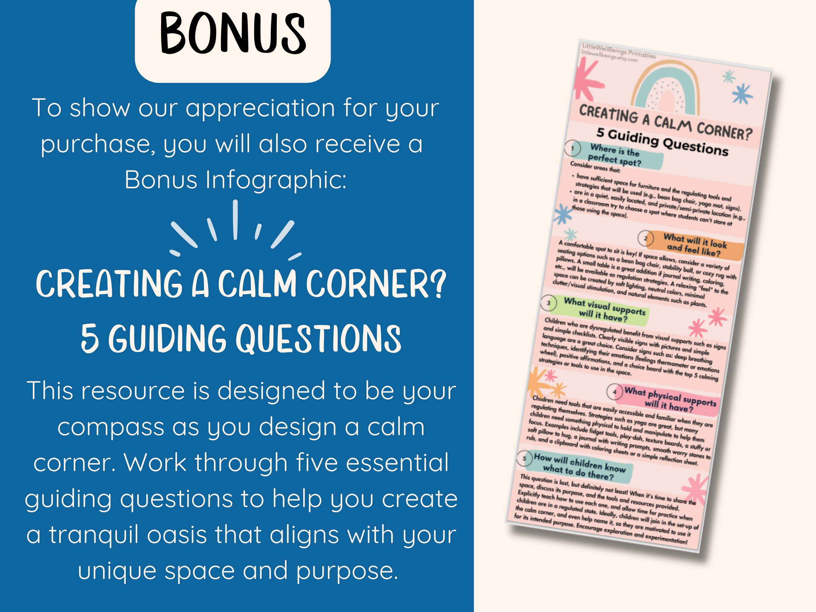 Letreros imprimibles de esquina tranquila, coloridos y divertidos ...