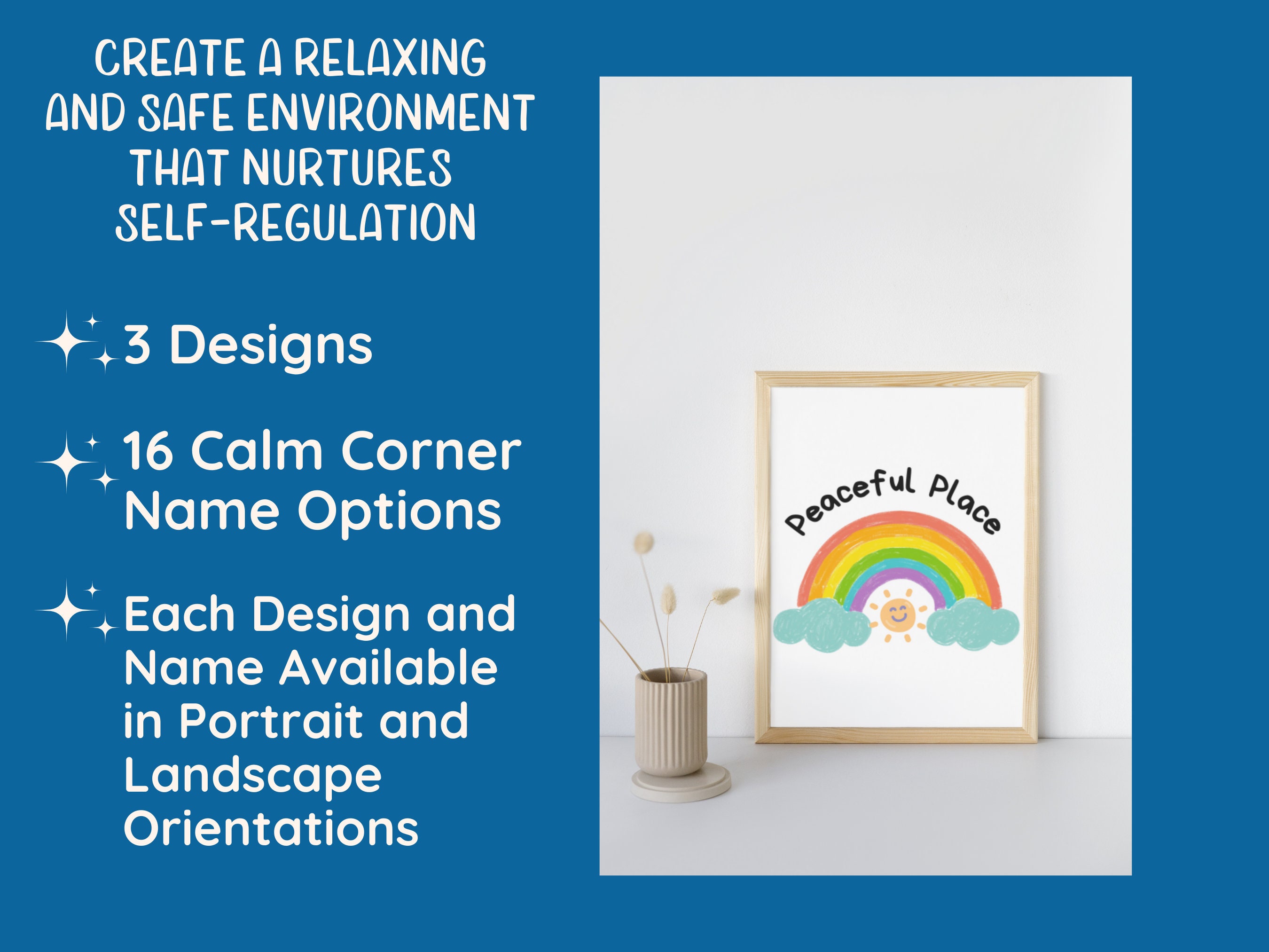 Calm Corner Printable Signs, Colorful and Playful, Quiet Space Signs ...