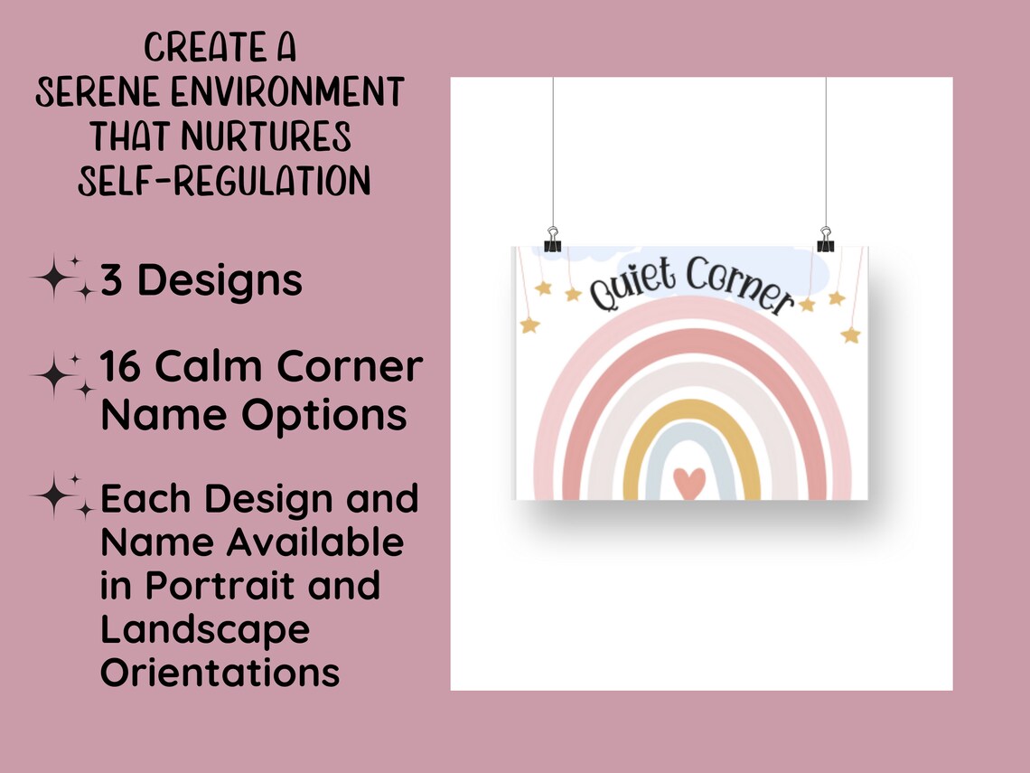 Calm Corner Printable Signs Calm Pastel Colors Quiet Space - Etsy