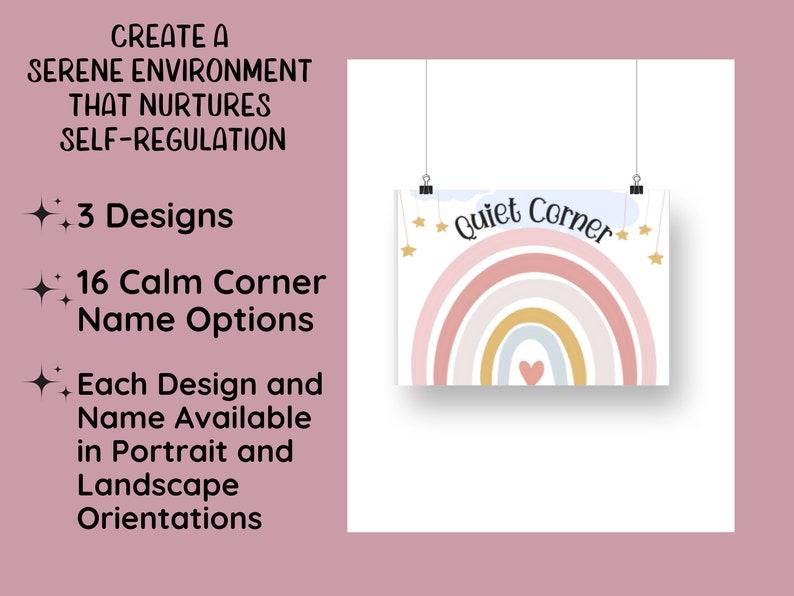 Calm Corner Printable Signs Calm Pastel Colors Quiet Space - Etsy