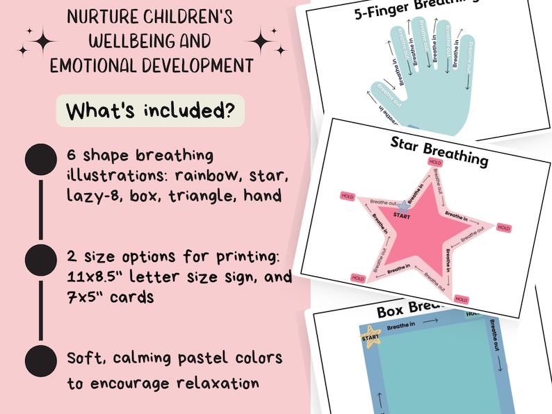 Pastel Breathing Shapes for Kids Breathing Signs Breathing - Etsy