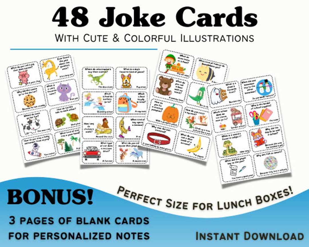 Cute Lunch Box Jokes, Lunch Box Jokes Printable, Kids Lunch Box Notes ...