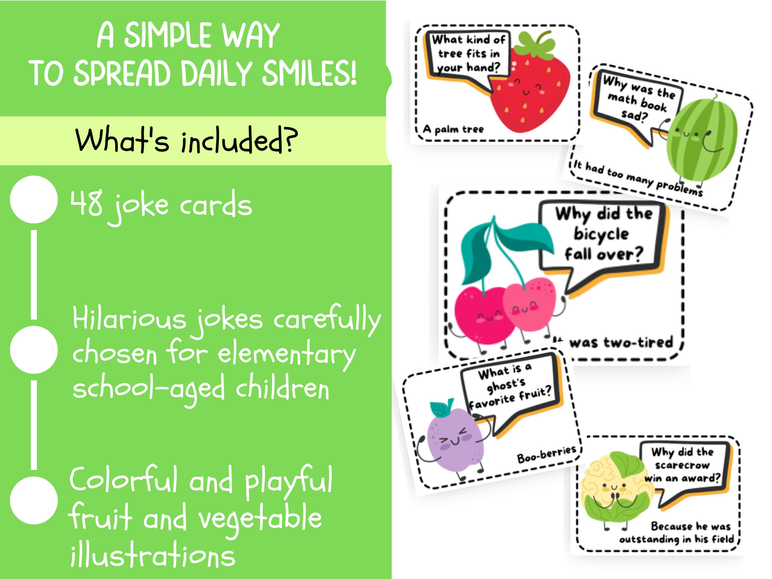 Lunch Box Joke Cards, Printable Cards, Fruit and Veggie Theme ...