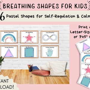 Pastel Breathing Shapes for Kids, Breathing Signs, Breathing Cards ...