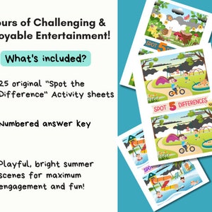 25 Spot the Difference Activity Sheets, Colorful Summer Find the ...