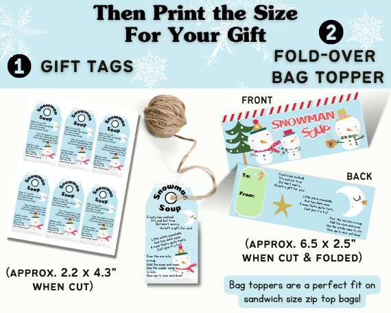 Snowman Soup Printables, Printable Gift Tags, Printable Bag Toppers ...