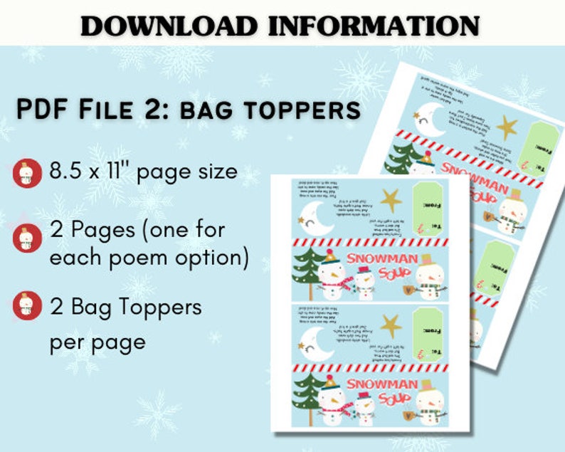 Snowman Soup Printables, Printable Gift Tags, Printable Bag Toppers ...