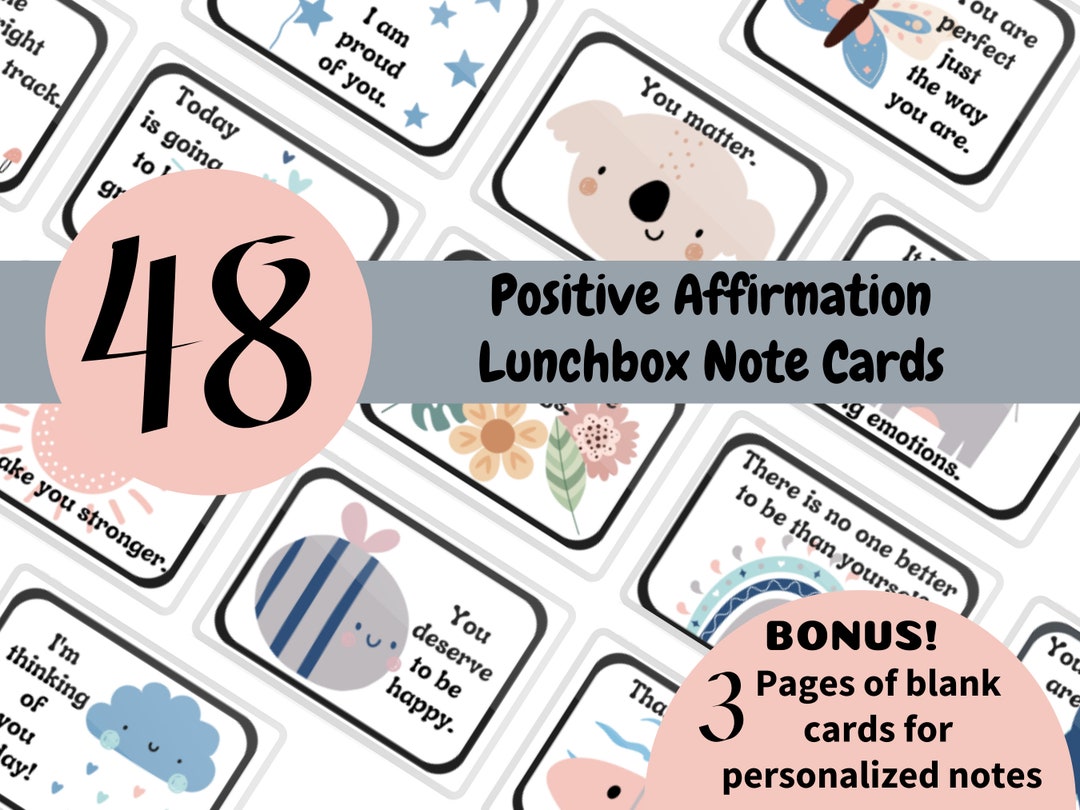 Printable Lunch Box Notes, Positive Affirmations for Kids, Calming ...