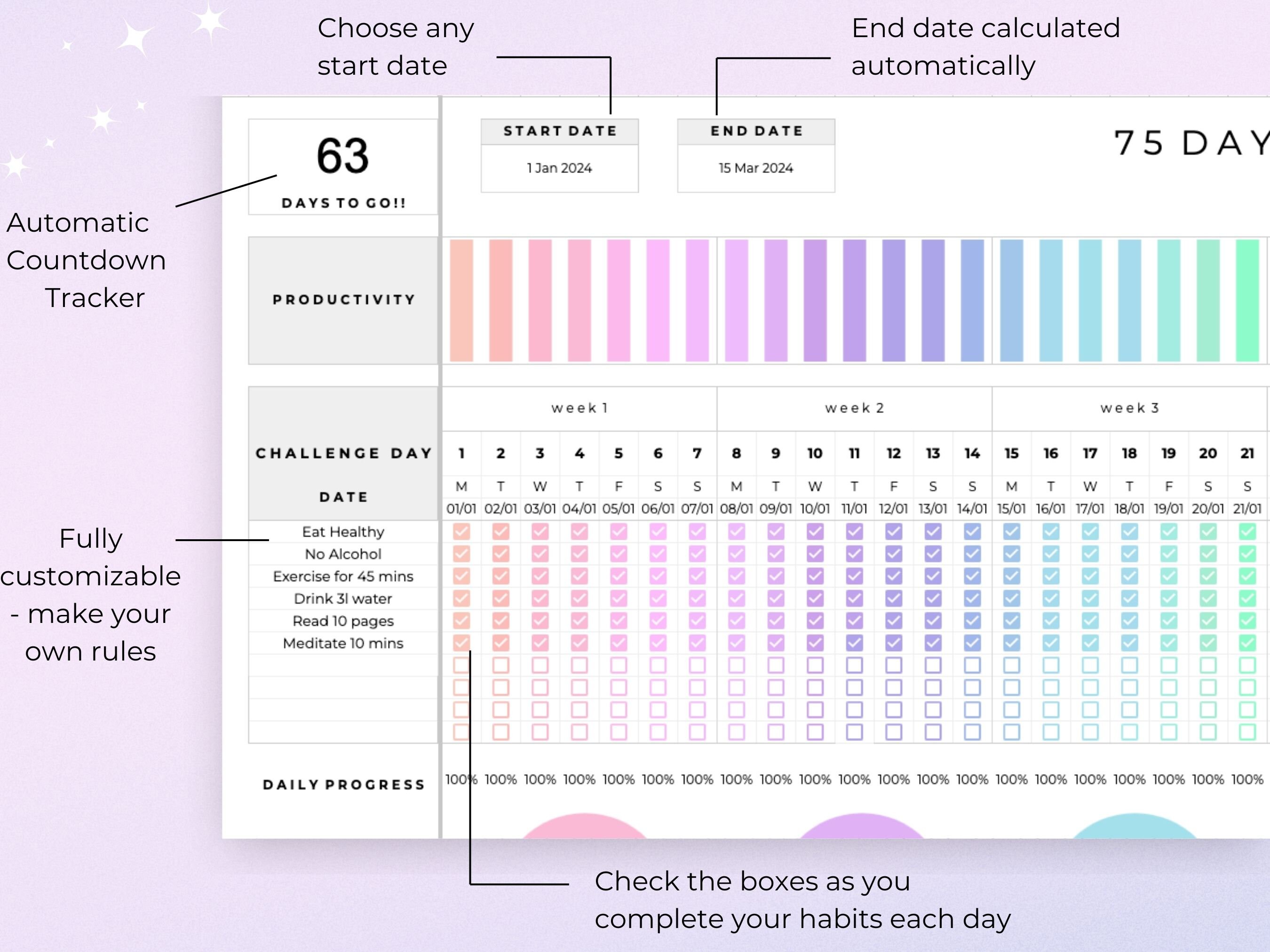 75 Day Challenge Tracker, 75 Day Challenge, 75 Soft Tracker, Google ...