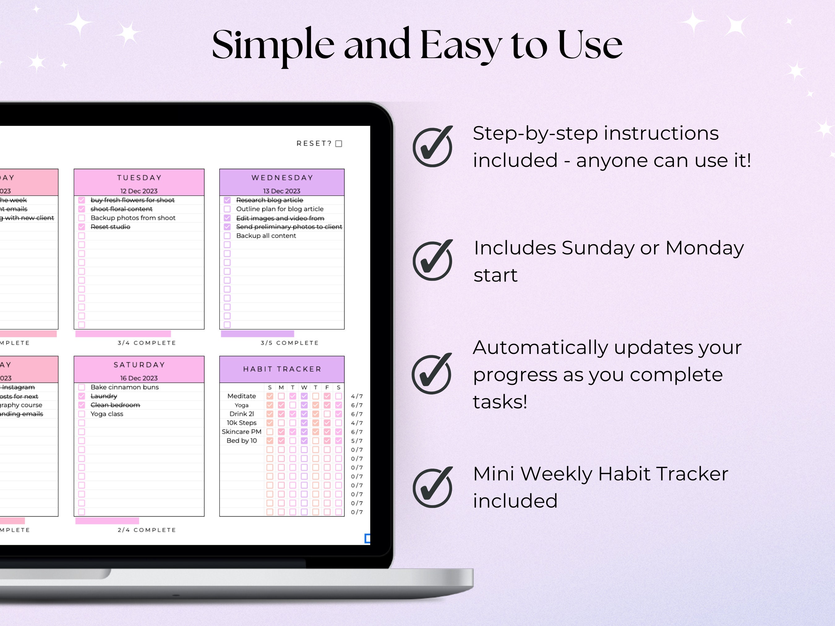 To Do List Spreadsheet, Simple Task Tracker, Google Sheets Weekly ...