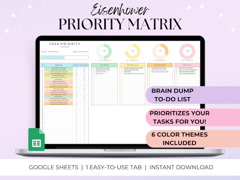 Eisenhower Matrix Priority Spreadsheet, Task Tracker Google Sheets ...
