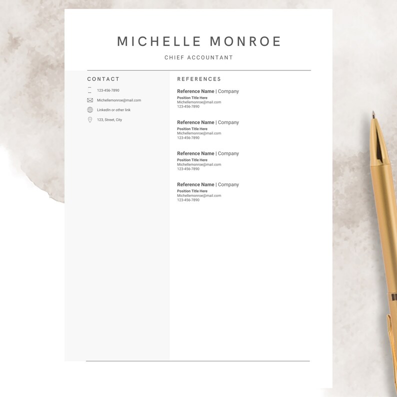 Resume Template With Photo, Professional Resume Template for Word ...