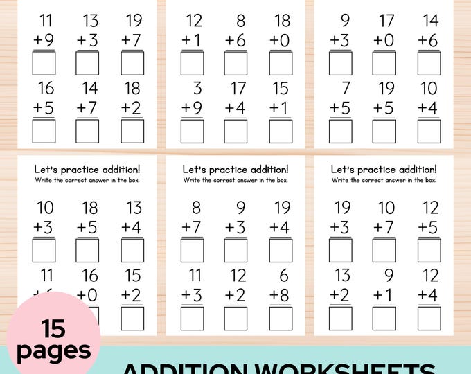 Printable Addition Worksheets Two Digit Addition Fill in the Blank ...