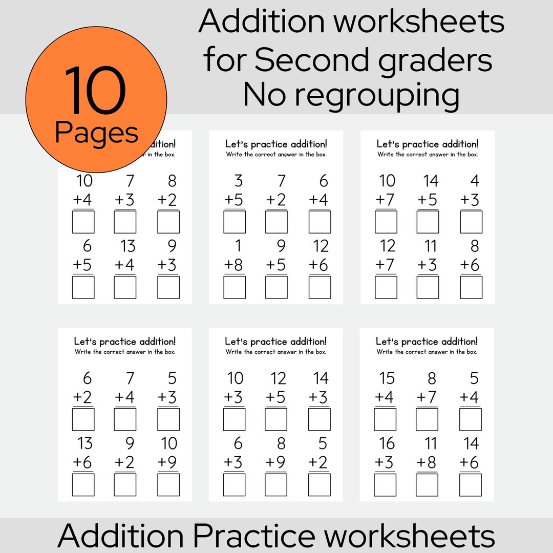 10 Printable Addition Worksheets Two Digit Addition Fill in the Blank ...