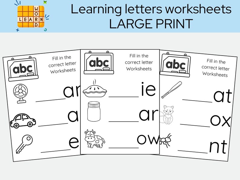 Spelling Worksheets for Early Elementary Learning Letters Printables ...