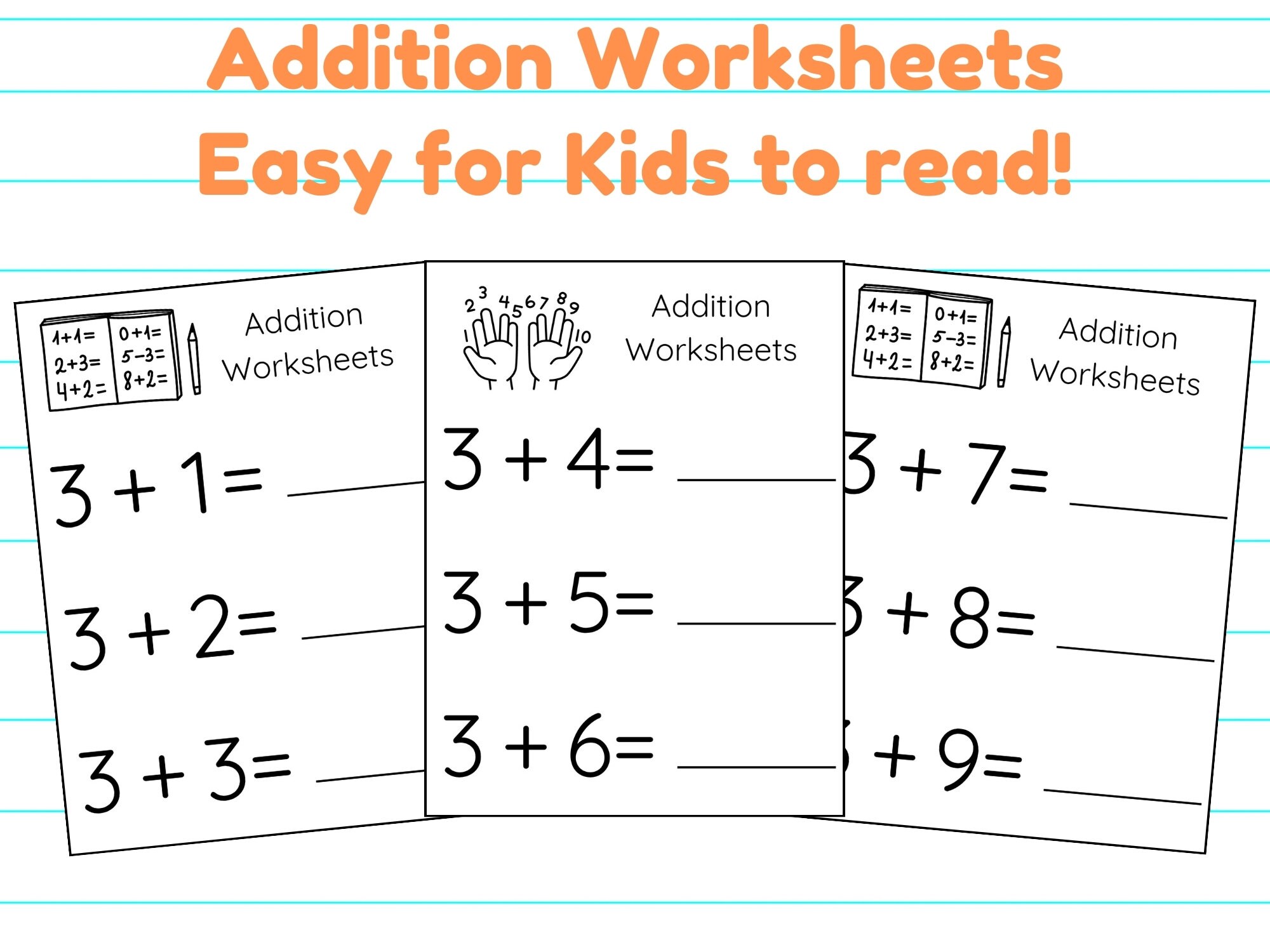 Addition Worksheets Large Print Printable Addition Worksheets Single ...