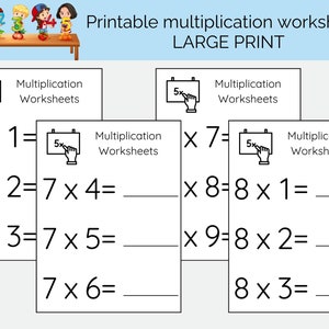 Multiplication Worksheets Large Print Single Digit Multiplication ...