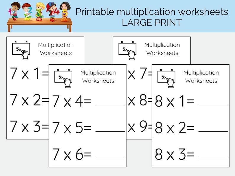 Multiplication Worksheets Large Print Single Digit Multiplication ...