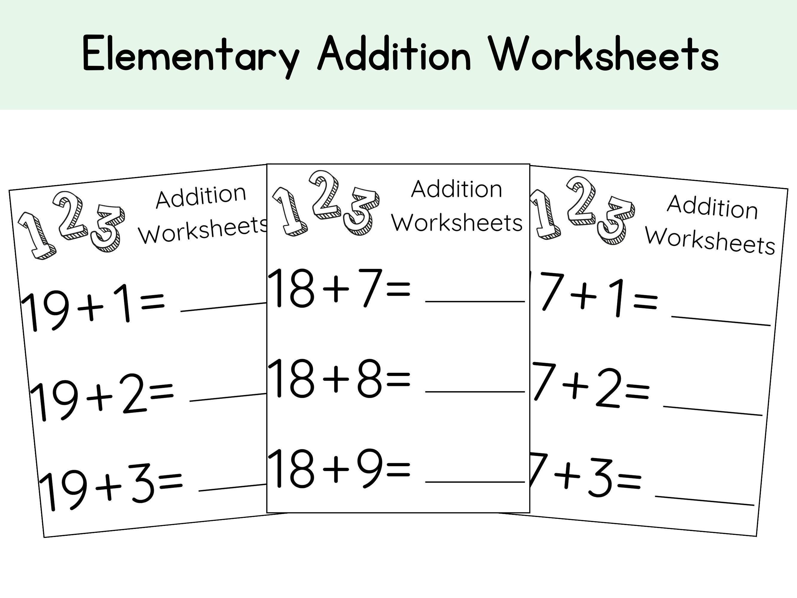 Printable Addition Worksheets Basic Addition Worksheets Simple Addition ...