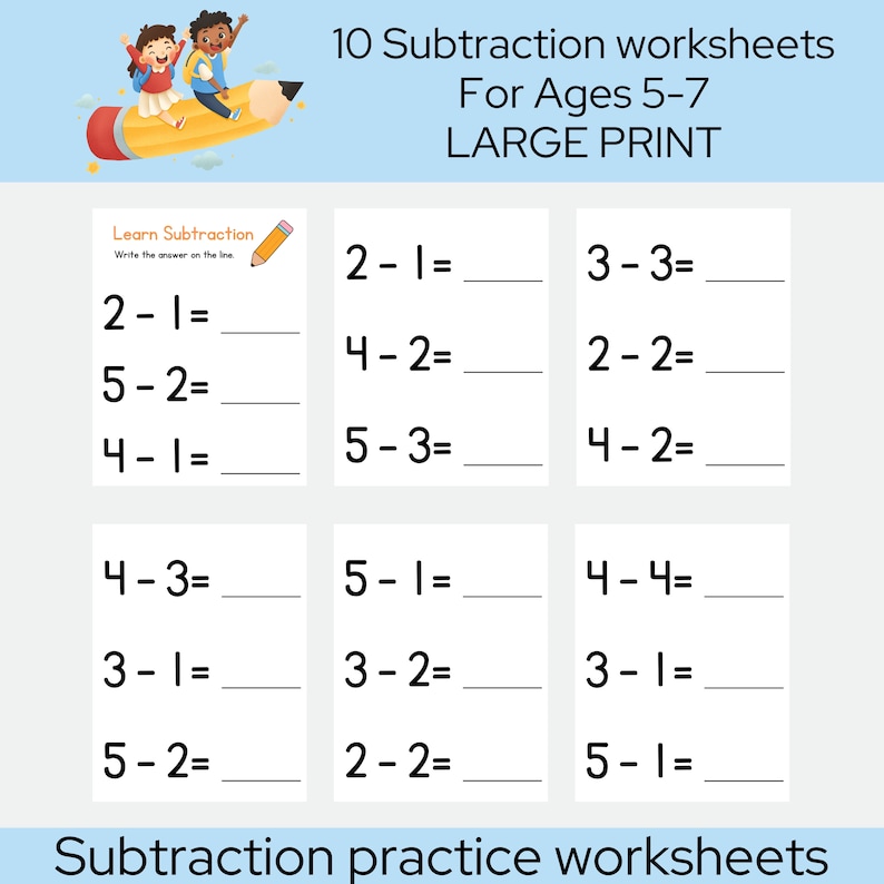 Subtraction Worksheets Printable Subtraction Worksheets Single Digit ...
