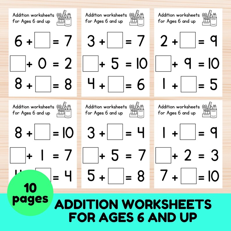 10 Printable Addition Worksheet Addition Fill in the Blank Worksheets ...