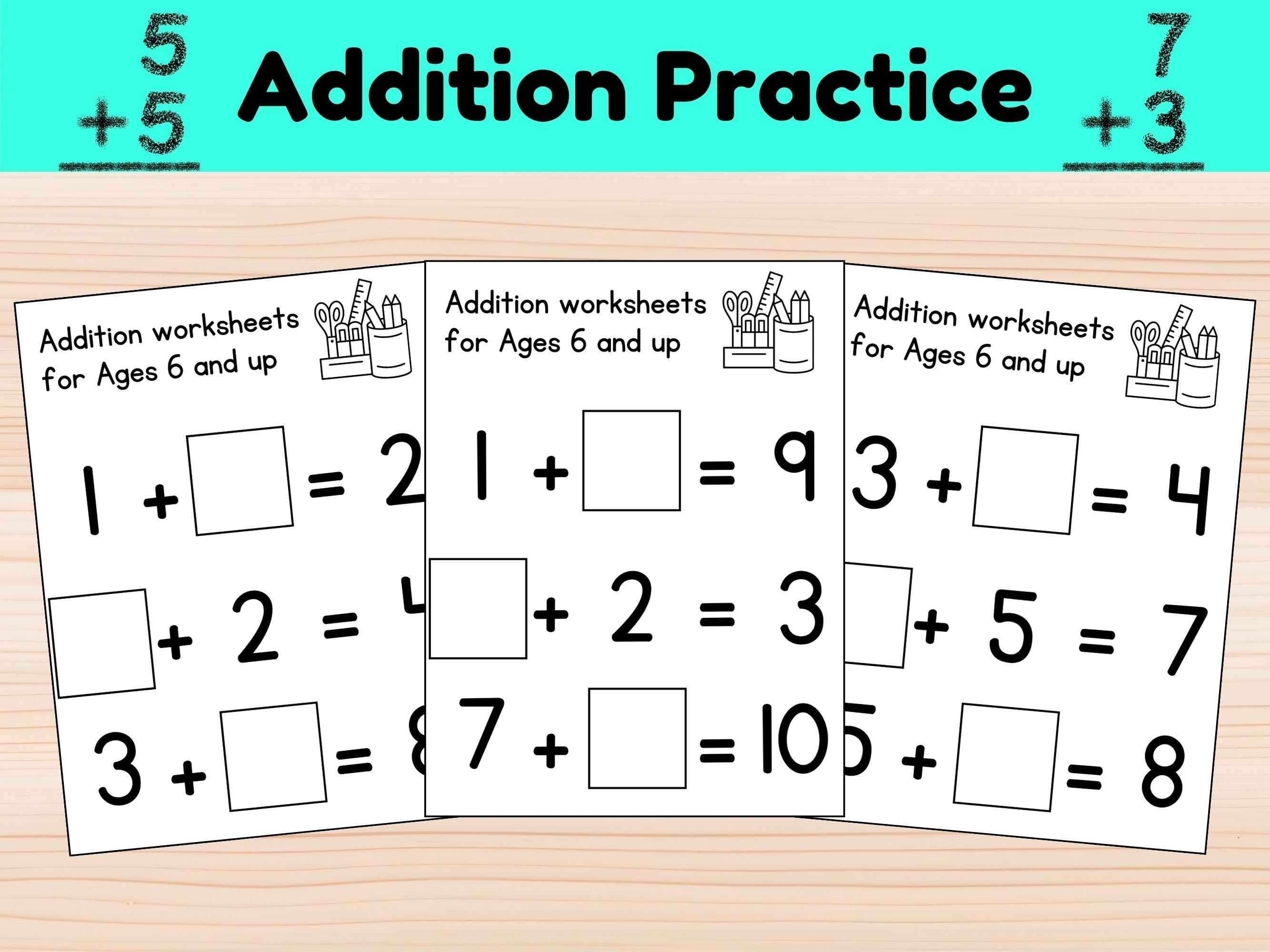 10 Printable Addition Worksheet Addition Fill in the Blank Worksheets ...