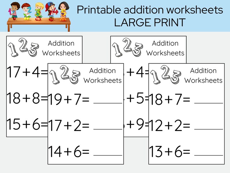 Printable Addition Worksheets Two Digit Addition Fill in the Blank ...