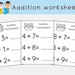 Addition Worksheets Large Print Printable Addition Worksheets Single ...