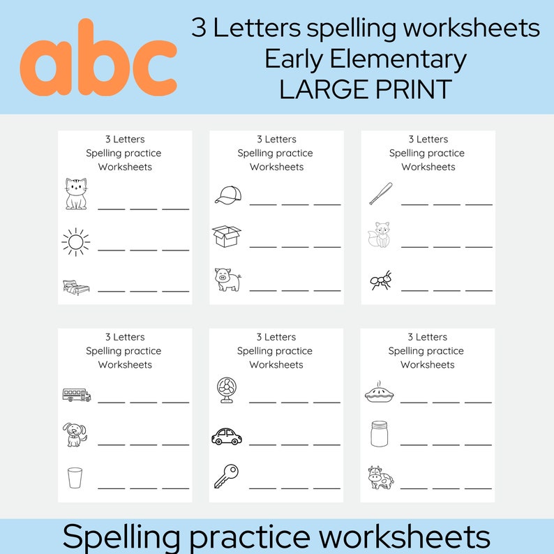 Spelling Practice Worksheets for Elementary Learning Letters Printables ...